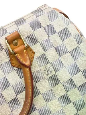 LOUIS VUITTON Damier Azur Speedy 30 Boston Bag - White