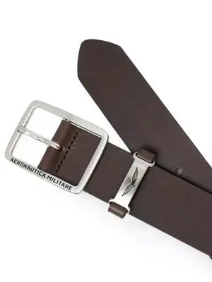 AERONAUTICA MILITARE Logo Engraved Buckle Belt - Brown