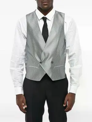 Corneliani Jacquard Double-breasted Waistcoat - Grey