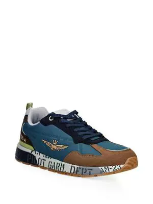 AERONAUTICA MILITARE Logo-embroidered Panelled Sneakers - Blue