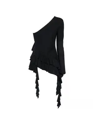 Moschino One-shoulder Ruffled Top - Black