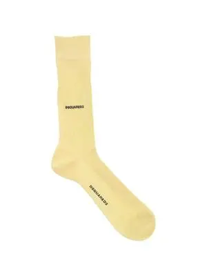 Dsquared2 Long Cotton Ribbed Socks - Yellow
