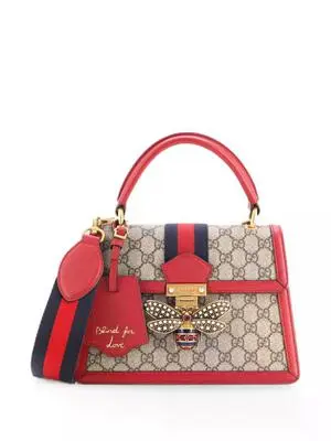 Gucci Queen Margaret Gg Coated Canvas Top Handle Bag - Red