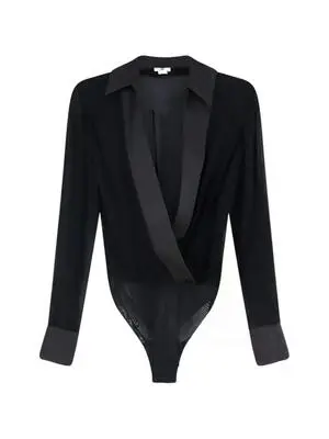 Elisabetta Franchi Wrap-style Long-sleeved Bodysuit - Black