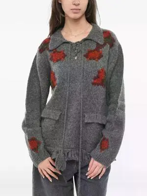 BAZISZT Embroidered Fringed-hem Sweater