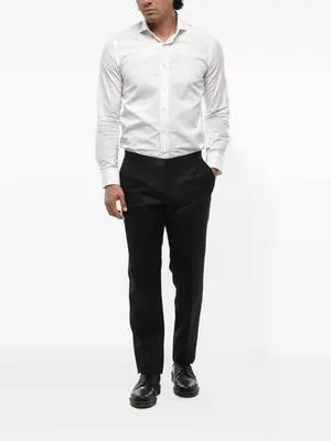 Corneliani Virgin Wool Trousers With Satin Detail