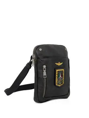 AERONAUTICA MILITARE Grained Textured Belt Bag With Embroidered Patch