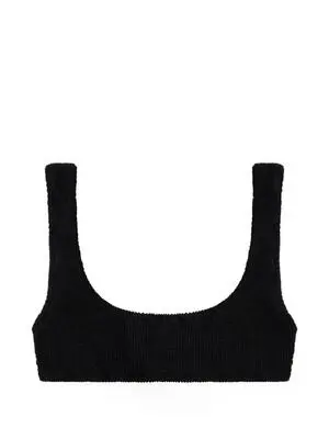 REINA OLGA Ginny Crinkled-finish Bikini Top - Black