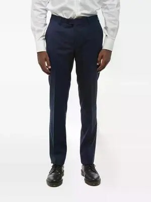 Corneliani Pressed-crease Virgin-wool Trousers - Blue