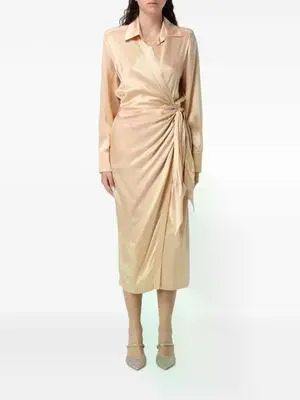 CRIDA MILANO Como Wrap-style Long-sleeve Midi Dress