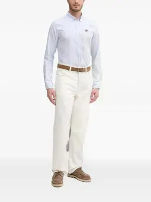 AERONAUTICA MILITARE Vertical-stripe Logo-embroidered Shirt