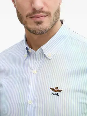 AERONAUTICA MILITARE Vertical-stripe Logo-embroidered Shirt