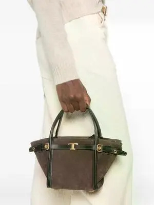 TOD'S Mini T Timeless Buckle-detail Tote Bag - Brown