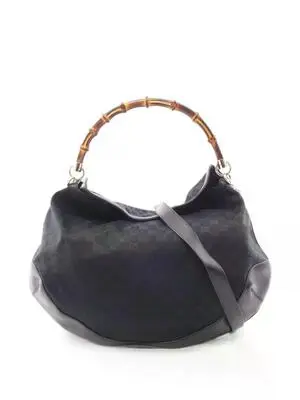 Gucci 2010s Bamboo Gg Tote Bag - Black