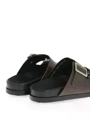 Corneliani Pebbled Leather Buckle Sandals