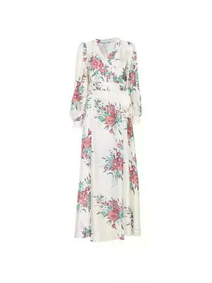 Raquel Diniz Floral-print Silk-satin Maxi Dress - Neutrals