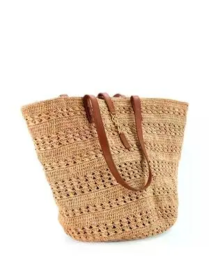 Saint Laurent Panier Monogram Basket Shopper Raffia Medium Tote Bag