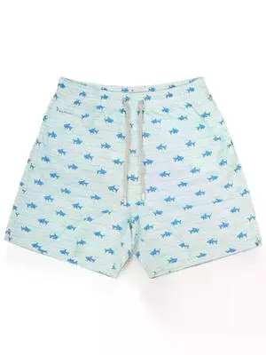 MC2 SAINT BARTH Shark-print Swim Shorts - White