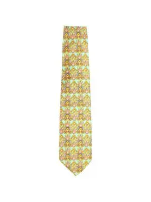 Versace Medusa Print Silk Neck Tie - Green