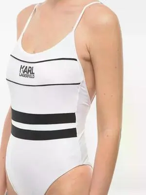 Karl Lagerfeld Logo-print Striped Swimsuit