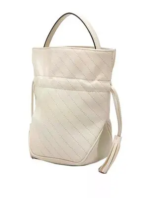 Gucci Diagonal Stitched Calfskin Bucket Bag - White