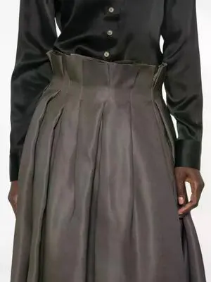 Khaite Astrid Pleated Midi Skirt - Grey