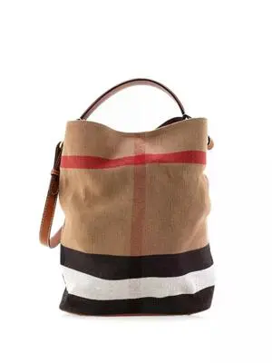 Burberry Ashby Bag House Check Canvas Medium Bucket Bag - Brown