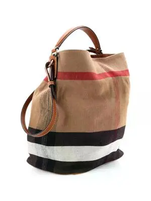 Burberry Ashby Bag House Check Canvas Medium Bucket Bag