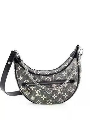 LOUIS VUITTON Loop Handbag Monogram Jacquard Denim Hobo Bag - Black