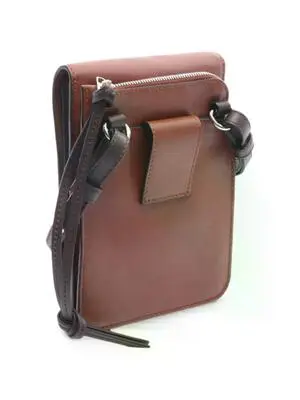 Loewe 2010-2026 Bicolor Leather Anagram Gusset Flat Crossbody Bag - Brown