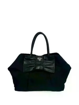 Prada 2013-2026 Tessuto Bow Handbag - Black