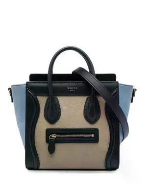 Celine 2017 Nano Tricolor Leather Luggage Tote Satchel - Neutrals