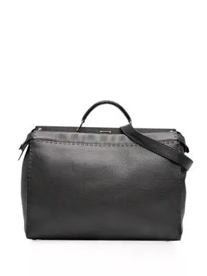 Fendi 2000-2010 Large Leather Selleria Peekaboo Iconic Fit Bag Business Bag - Grey
