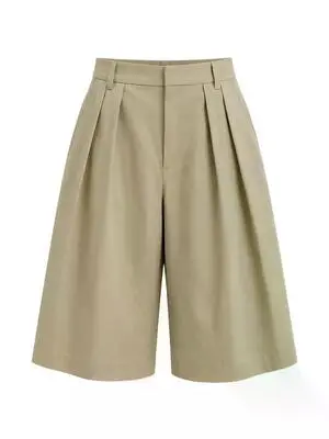 Tibi Pleated Wide-leg Shorts - Neutrals
