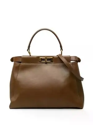 Fendi Medium Leather Peekaboo Iconic Satchel - Brown