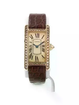 Cartier 2017 Tank Américaine 35mm Watch With Diamond Bezel - Neutrals