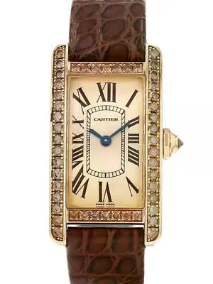 Cartier 2017 Tank Américaine 35mm Watch With Diamond Bezel - Neutrals