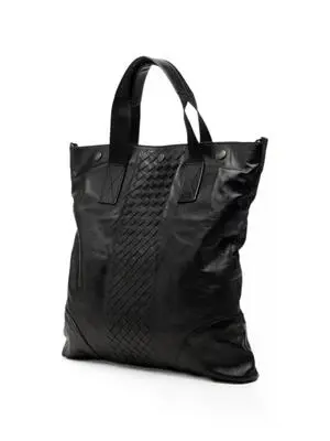 Bottega Veneta 2012-2026 Intrecciato Trimmed Nappa Convertible Tote Satchel - Black