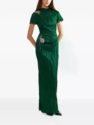 Erdem Crystal-embellished Textured Maxi Gown - Green