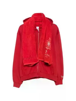 PROTOCOL INDEX Terry Graphic-print Zip-up Sweatshirt - Red
