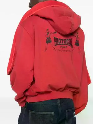 PROTOCOL INDEX Terry Graphic-print Zip-up Sweatshirt