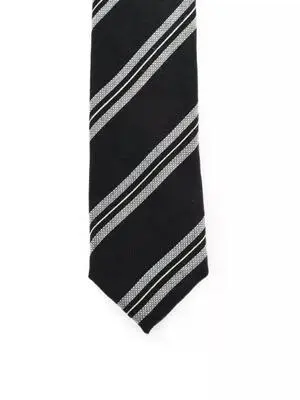Corneliani Diagonal Stripe Silk-blend Tie - Black