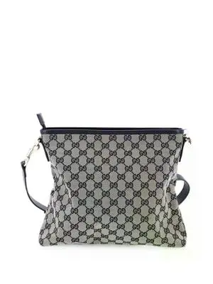 Gucci Front Pocket Web Messenger Gg Canvas Small Crossbody Bag - Blue
