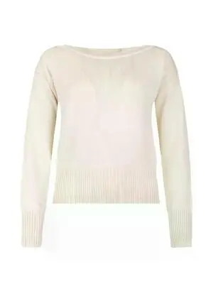 Max Mara Boat-neck Ribbed-trim Sweater - Neutrals