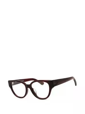 Burberry Round Full-rim Check- Frame Glasses - Red