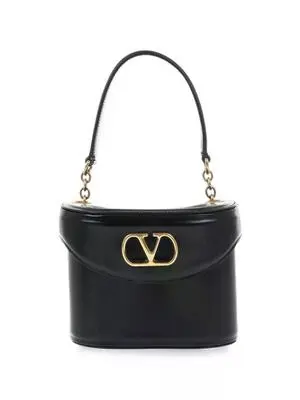 Valentino Garavani Vlogo Signature Leather Tote Bag - Black