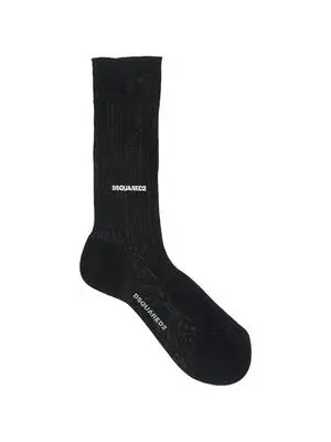 Dsquared2 Logo-print Ribbed Socks - Black