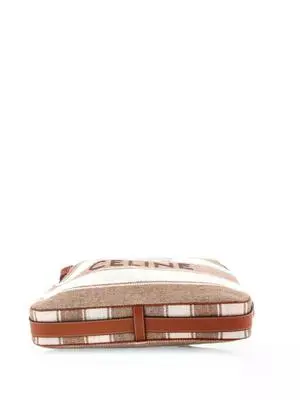 Celine Romy Striped Canvas Large Shoulder Bag