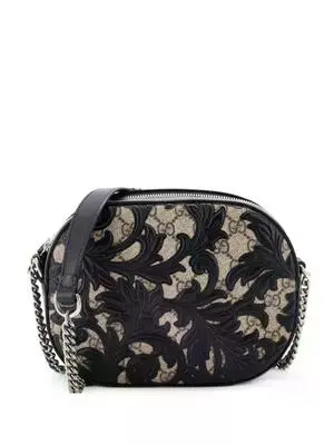 Gucci Chain Arabesque Gg Coated Canvas With Leather Mini Crossbody Bag