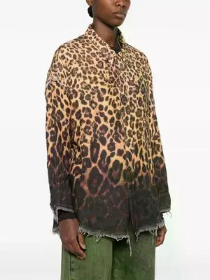R13 Leopard-print Frayed Cotton Shirt